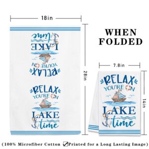 Lake House Decor, Lake House Decor for The Home, Lake House Gifts Kitchen Towels, Lake Life Decor Dish Towels Set of 4, Life is Better at The Lake Hand Tea Towels Housewarming Gifts for New Home