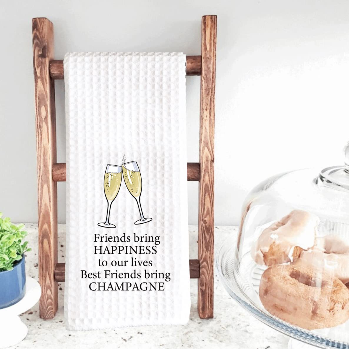 Funny Champagne Friend Gift Best Friends Bring Champagne Kitchen Towel Dish Towel (Friends Bring Champagne Towel)