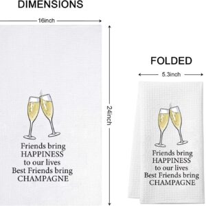 Funny Champagne Friend Gift Best Friends Bring Champagne Kitchen Towel Dish Towel (Friends Bring Champagne Towel)