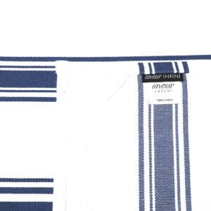 AMOUR INFINI Cotton Stripe Kitchen Towels Set of 4 Highly Absorbent, Super Soft, Quick Drying Dish Towels with Hanging Loop Oversized Washable Tea Towels (28x20 Inch - Blue)