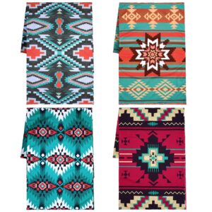 lasnten southwestern hand towels set of 4 southwestern decor boho aztec turquoise decorative tea towels native american dish towels for kitchen, 4 patterns(bright color, delicate style)