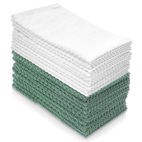 Simpli-Magic 79370 Cotton Hand Towels, Green/White, 10 Count(Pack of 1)