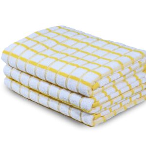 Urban Villa Kitchen Towels Yellow/White Set of 3 Terry Kitchen Towels 100% Cotton Ultra Soft Size 20X30 Inches Highly Absorbent Over Sized Kitchen Towels with Hanging Loop Kitchen Towels