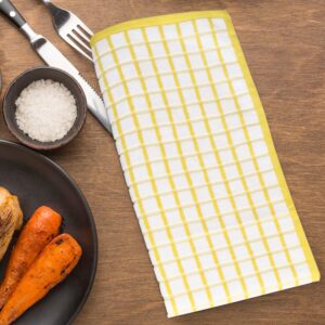 Urban Villa Kitchen Towels Yellow/White Set of 3 Terry Kitchen Towels 100% Cotton Ultra Soft Size 20X30 Inches Highly Absorbent Over Sized Kitchen Towels with Hanging Loop Kitchen Towels