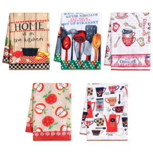 tanyiyi kitchen towels for christmas decorations-microfiber cleaning cloth-5 pack-21.6"x15.7"-absorbent dish towels,funny tea towels and bar towels, (kitchen)