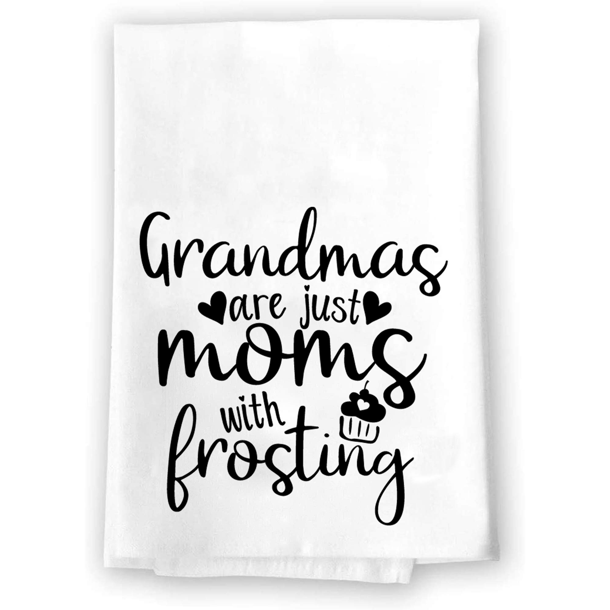 Mother's Day Gifts | Home Decor Decorative Kitchen and Bath Hand Towel | Farmhouse Grandmas Are Just Moms With Frosting | Spring Summer Garden Themed | White Towel Home Decorations | Nana Gift Present