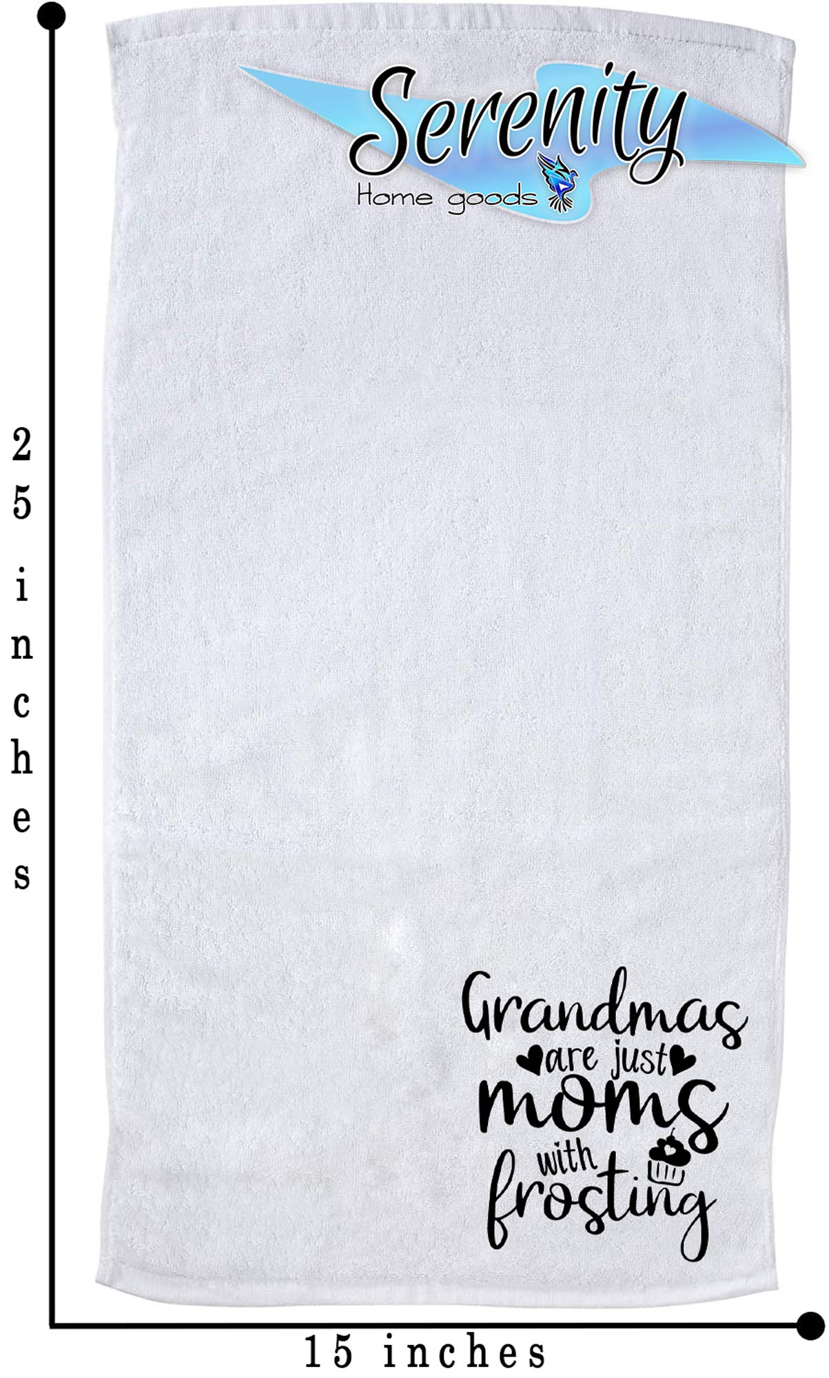 Mother's Day Gifts | Home Decor Decorative Kitchen and Bath Hand Towel | Farmhouse Grandmas Are Just Moms With Frosting | Spring Summer Garden Themed | White Towel Home Decorations | Nana Gift Present