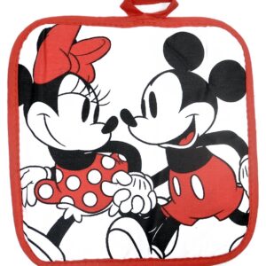 Disney Oven Mitt Pot Holder & Dish Towel 3 pc Kitchen Set (Mickey Minnie Red)