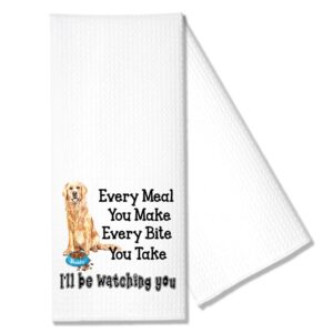 hafhue every meal you make, every bite you take funny golden retriever kitchen towel gifts for women sisters friends mom aunts wife girlfriend, housewarming gift for hostess dog mom