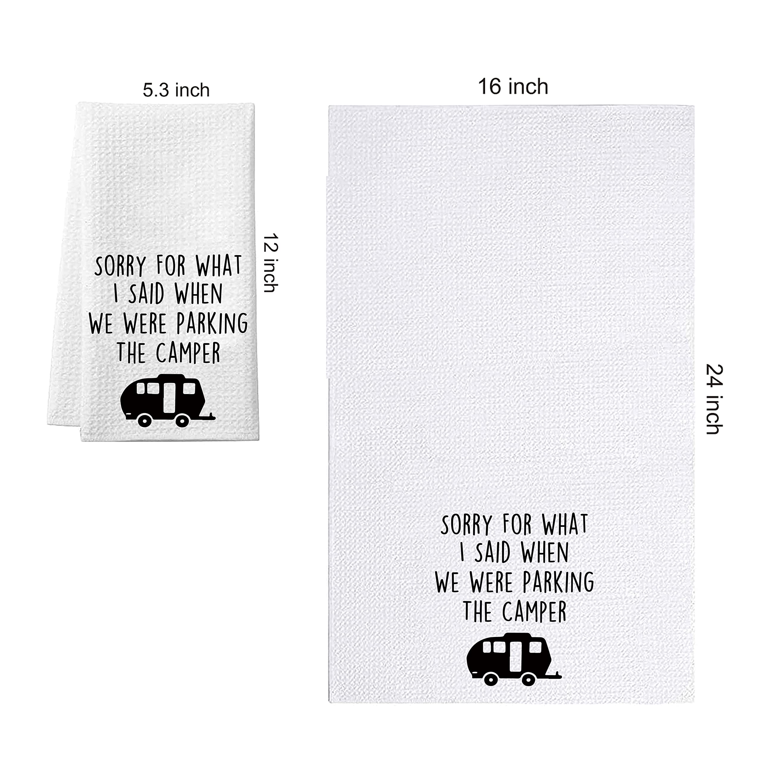 XIKAINUO Sorry for What I Said When We were Parking Waffle Cotton Kitchen Towels, Camping Kitchen Decor for Campers, Hikers, Friend Camping Camping RV Accessories Gifts