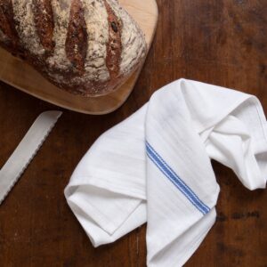 Blue Premia Dish Towels (6 Units) • Commercial Kitchen Towel • Absorbent 100% Cotton Herringbone (14"x25") • Commercial Quality: 24 oz/dz • Classic Tea Towels • Low Lint