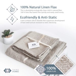 Pure 100% Linen Bath Towel - Stone-Washed 30 x 60 inch Soft Lightweight Travel Towel - Waffle Weave Quick Dry Hair Towel - Natural Flax Thin Towels for Bathroom Gym or Sauna - Sustainable Bath Sheet