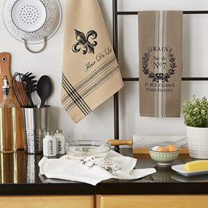 DII French Style Tabletop Kitchen Collection, Dishtowel Set, 18x28, Assorted French Grain, 3 Piece