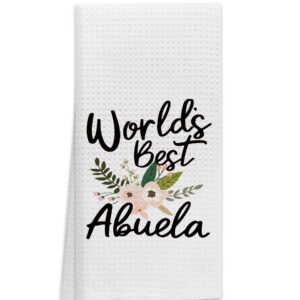 OHSUL World's Best Abuela Spanish Floral Highly Absorbent Kitchen Towels Dish Towels Dishcloth,Grandma Hand Towels Tea Towel for Bathroom Kitchen Decor,Grandma Abuela Birthday Gifts