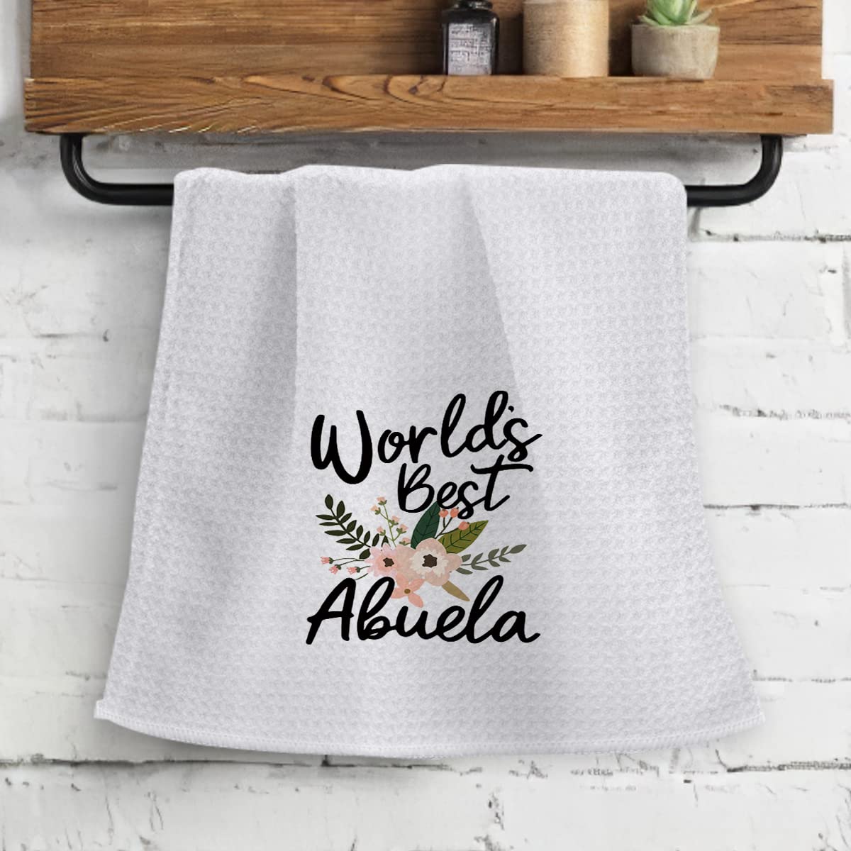 OHSUL World's Best Abuela Spanish Floral Highly Absorbent Kitchen Towels Dish Towels Dishcloth,Grandma Hand Towels Tea Towel for Bathroom Kitchen Decor,Grandma Abuela Birthday Gifts