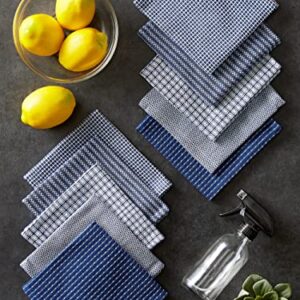 DII Ultra Absorbent, Everyday Cotton Kitchen Towels, Dishcloth Set, Assorted Blue, 5 Piece