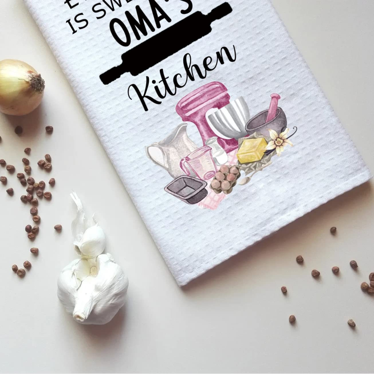 TSOTMO Oma Gift Oma Everything is Sweeter in Oma’s Kitchen Grandma Kitchen Towel Dish Towel (Sweeter OMA)