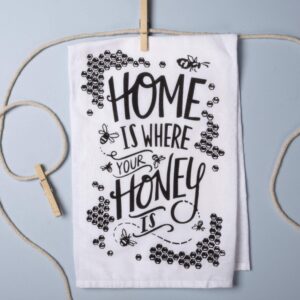 Primitives by Kathy 35506 LOL Made You Smile Dish Towel, 28 x 28-Inches, Honey is Where Your Honey is