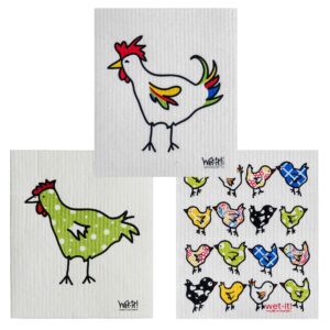 Wet-It! Swedish Dishcloth Set (Chickens Set 3)