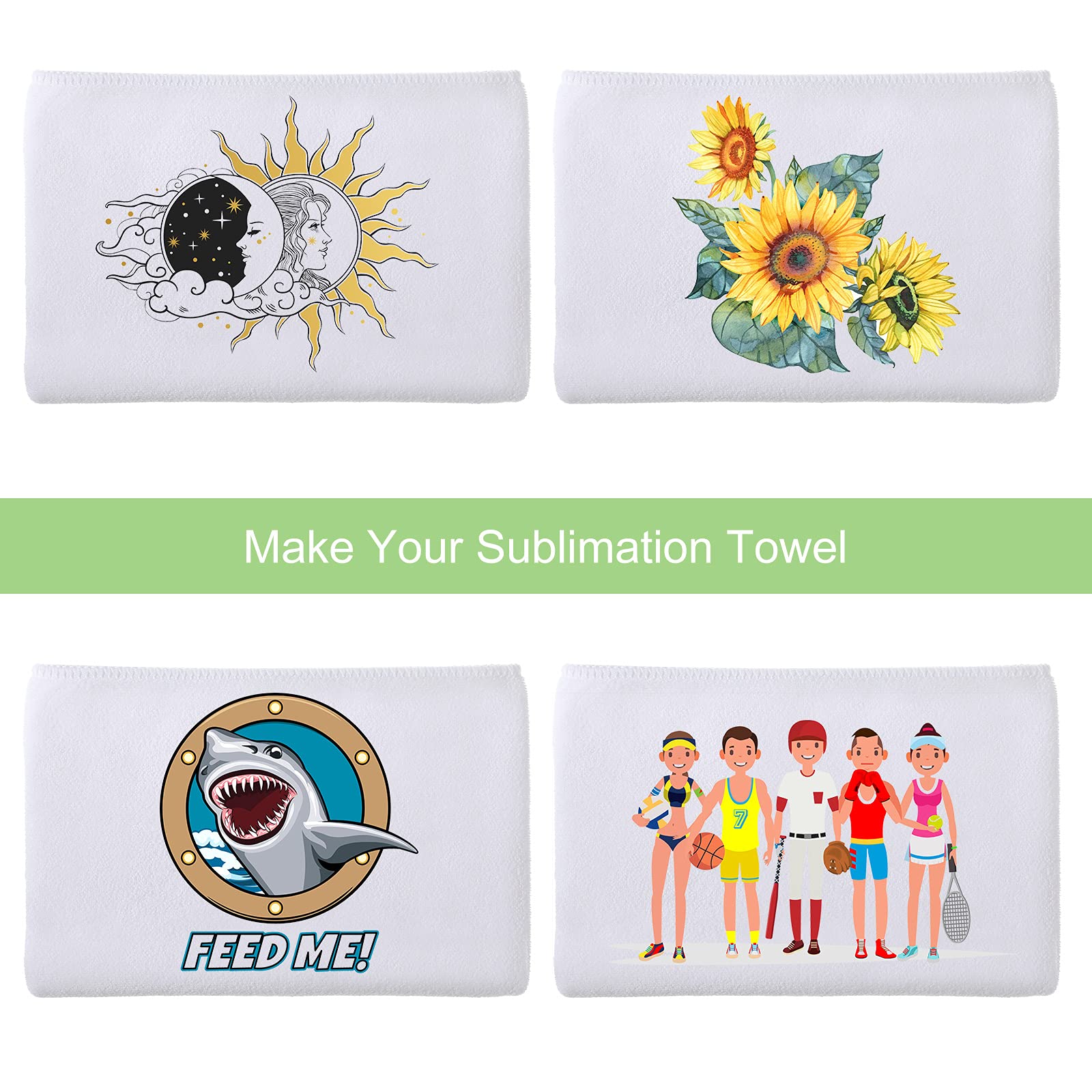 Sublimation Blank Towels DIY Microfiber Kitchen Towels 32x12 Inch White Thick Dish Drying Towel Tea Towel Absorbent Soft Polyester Towel for Sublimation Bathroom Kitchen Cleaning Supplies (6 Pieces)