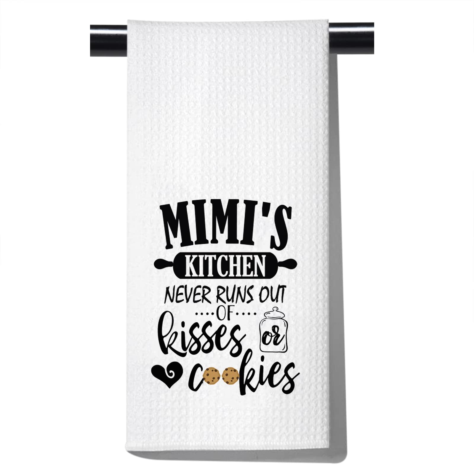 POFULL Mimi Gift Mimi Appreciation Gift for Mimi Kitchen Never Runs Out of Kisses and Cookies Dish Towel (Mimi Towel)