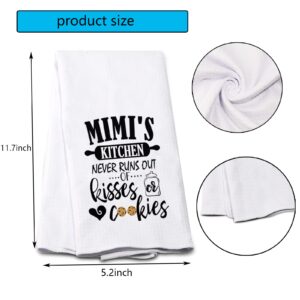 POFULL Mimi Gift Mimi Appreciation Gift for Mimi Kitchen Never Runs Out of Kisses and Cookies Dish Towel (Mimi Towel)