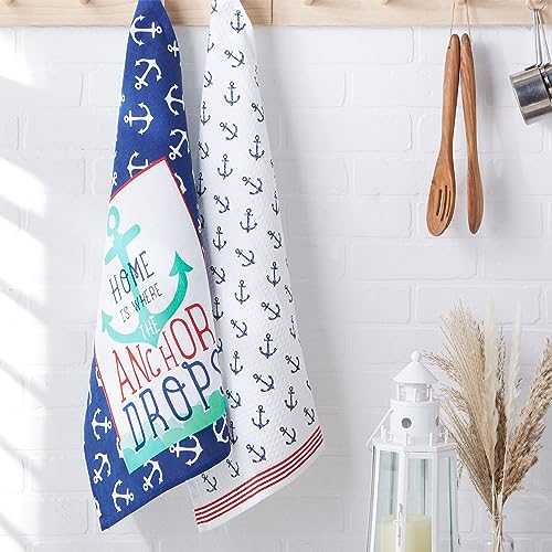 DII Anchor's Away Collection Kitchen, Dishtowel Set, 18x28, Printed, 2 Piece