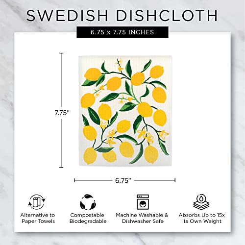 DII Swedish Dishcloths for Kitchen & Cleaning, Reusable, Machine Washable & Dishwasher Safe, Biodegradable, 7.75 x 6.75, Bee Kind, 3 Piece