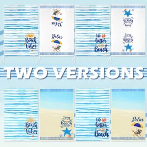 4 Pieces Beach Kitchen Towels Beach Holiday Dishcloths Fast Drying Absorbent Baking Dish Towels Blue Coastal Kitchen Towels for Daily Kitchen Home Cleaning Housewarming Gifts, 16 x 24 Inches