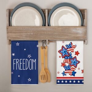 Artoid Mode American Freedom Stripes Stars Gnomes 4th of July Kitchen Towels Dish Towels, 18x26 Inch Seasonal Patriotic Liberty Decor Hand Towels Set of 4