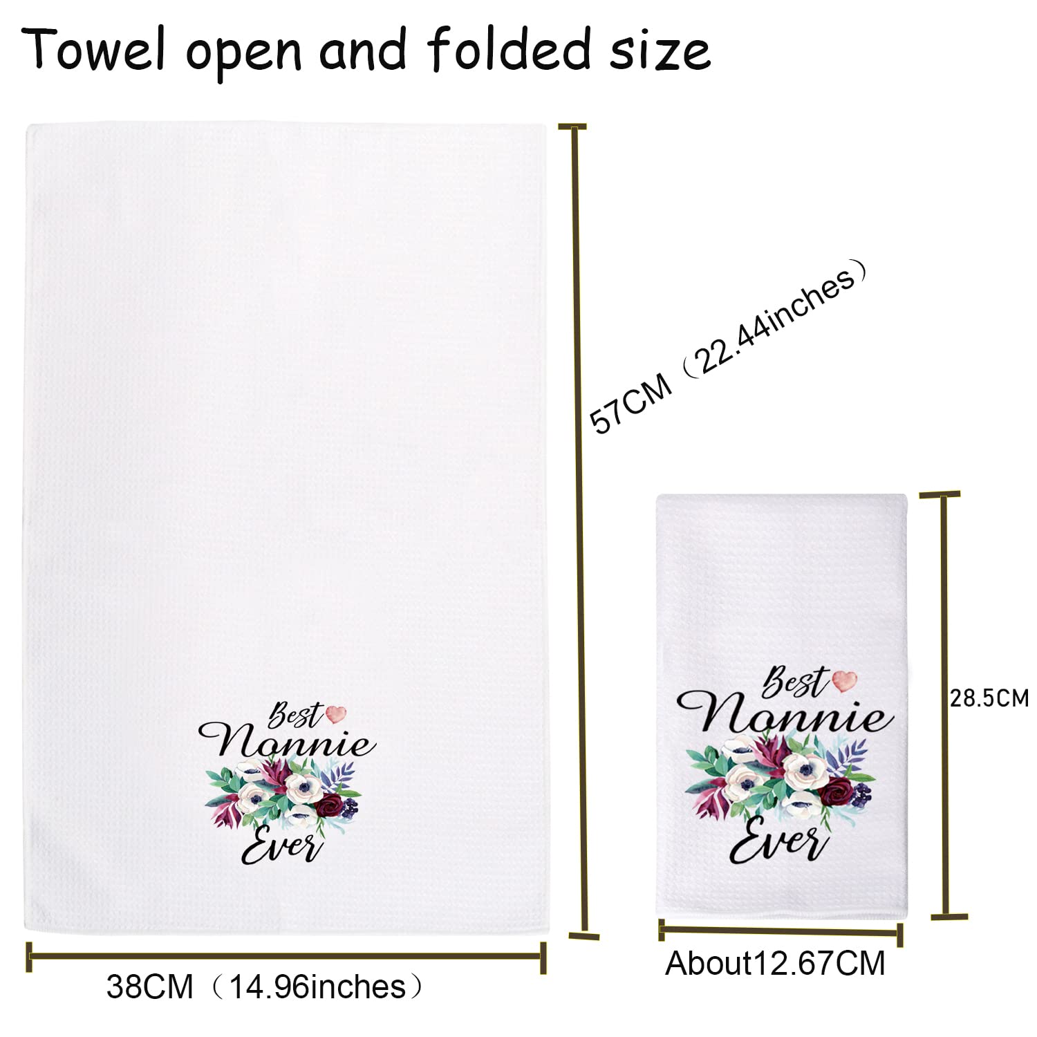 TSOTMO Nonnie Kitchen Towel Best Nonnie Ever Gift Grandmother Kitchen Towel Nonnie Gift (Nonnie Towel)