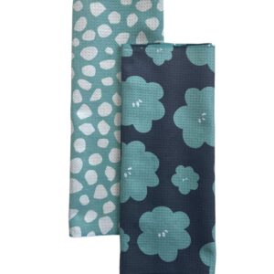 Desert Aqua 2 Pack || Not Your Ordinary Kitchen Towels || Dish Towels || Tea Towels || Waffle Weave Microfiber || Designer Prints || Highly Absorbent || Hanging Hook (Turquoise)