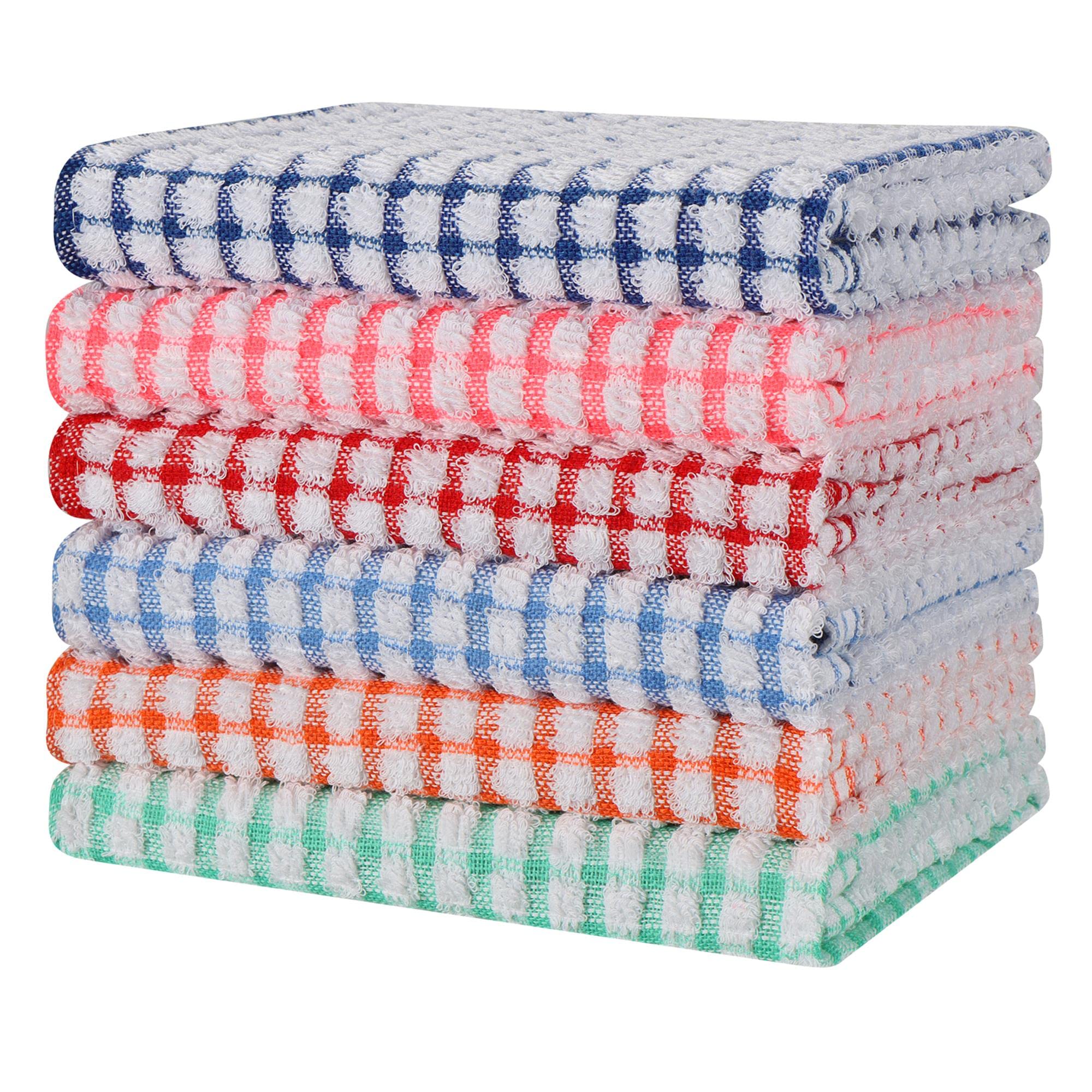 Gentlife 6-Pack Kitchen Dish Towels, 16 Inch x 25 Inch Bulk Absorbent Cotton Kitchen Towels Super Soft Dish Cloths, Dish Towels for Drying Dishes Bright Colorful Tea Towels Kitchen Hand Towels