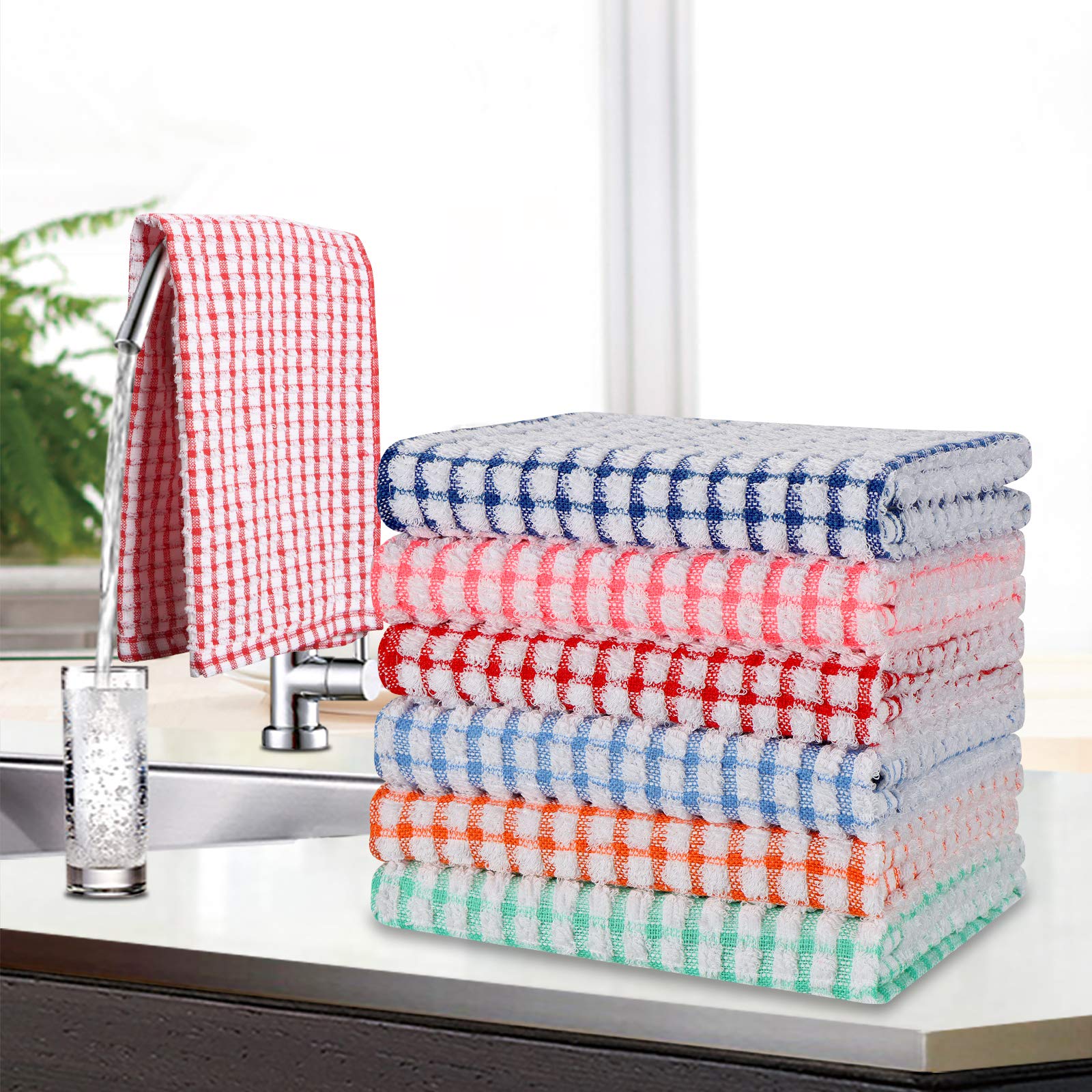 Gentlife 6-Pack Kitchen Dish Towels, 16 Inch x 25 Inch Bulk Absorbent Cotton Kitchen Towels Super Soft Dish Cloths, Dish Towels for Drying Dishes Bright Colorful Tea Towels Kitchen Hand Towels