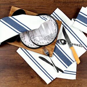 Linen Hub Set of 12 Kitchen Dish Towels Cotton 15x25 Absorbent Durable Washable, Tea Towels, Dish Cloths, Bar Towels, Cleaning Towels, Kitchen Towels with Hanging Loop, Blue White