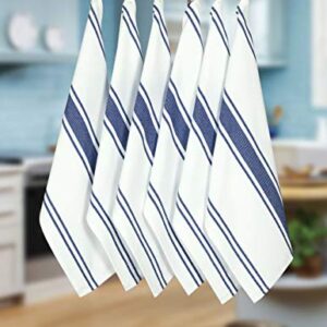 Linen Hub Set of 12 Kitchen Dish Towels Cotton 15x25 Absorbent Durable Washable, Tea Towels, Dish Cloths, Bar Towels, Cleaning Towels, Kitchen Towels with Hanging Loop, Blue White