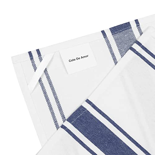 Linen Hub Set of 12 Kitchen Dish Towels Cotton 15x25 Absorbent Durable Washable, Tea Towels, Dish Cloths, Bar Towels, Cleaning Towels, Kitchen Towels with Hanging Loop, Blue White