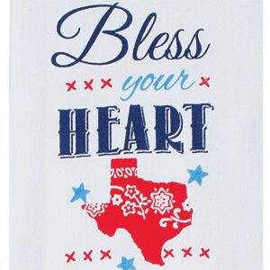 3 Texas Themed Decorative Cotton Kitchen Towels Set with White, Blue and Red Print | 2 Flour Sack and 1 Terry Towel for Dish and Hand Drying | By Kay Dee Designs