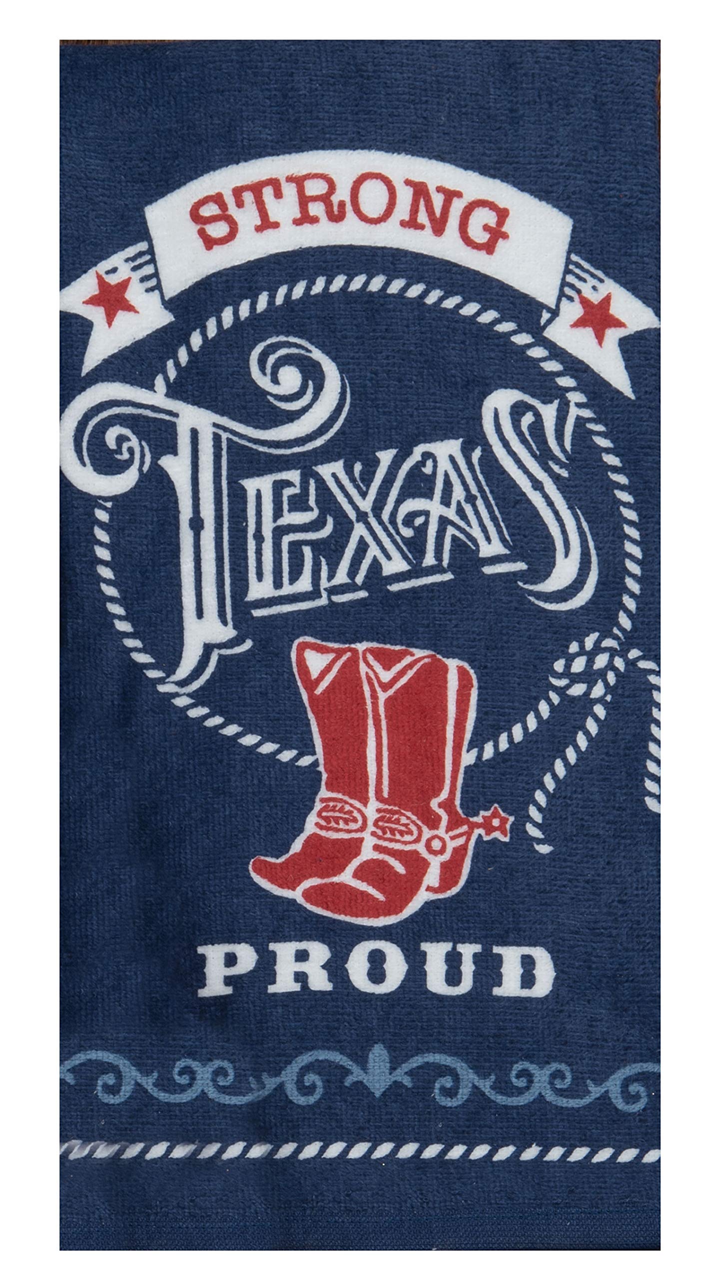 3 Texas Themed Decorative Cotton Kitchen Towels Set with White, Blue and Red Print | 2 Flour Sack and 1 Terry Towel for Dish and Hand Drying | By Kay Dee Designs