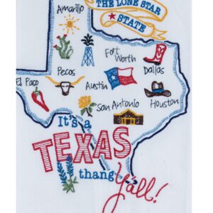 3 Texas Themed Decorative Cotton Kitchen Towels Set with White, Blue and Red Print | 2 Flour Sack and 1 Terry Towel for Dish and Hand Drying | By Kay Dee Designs