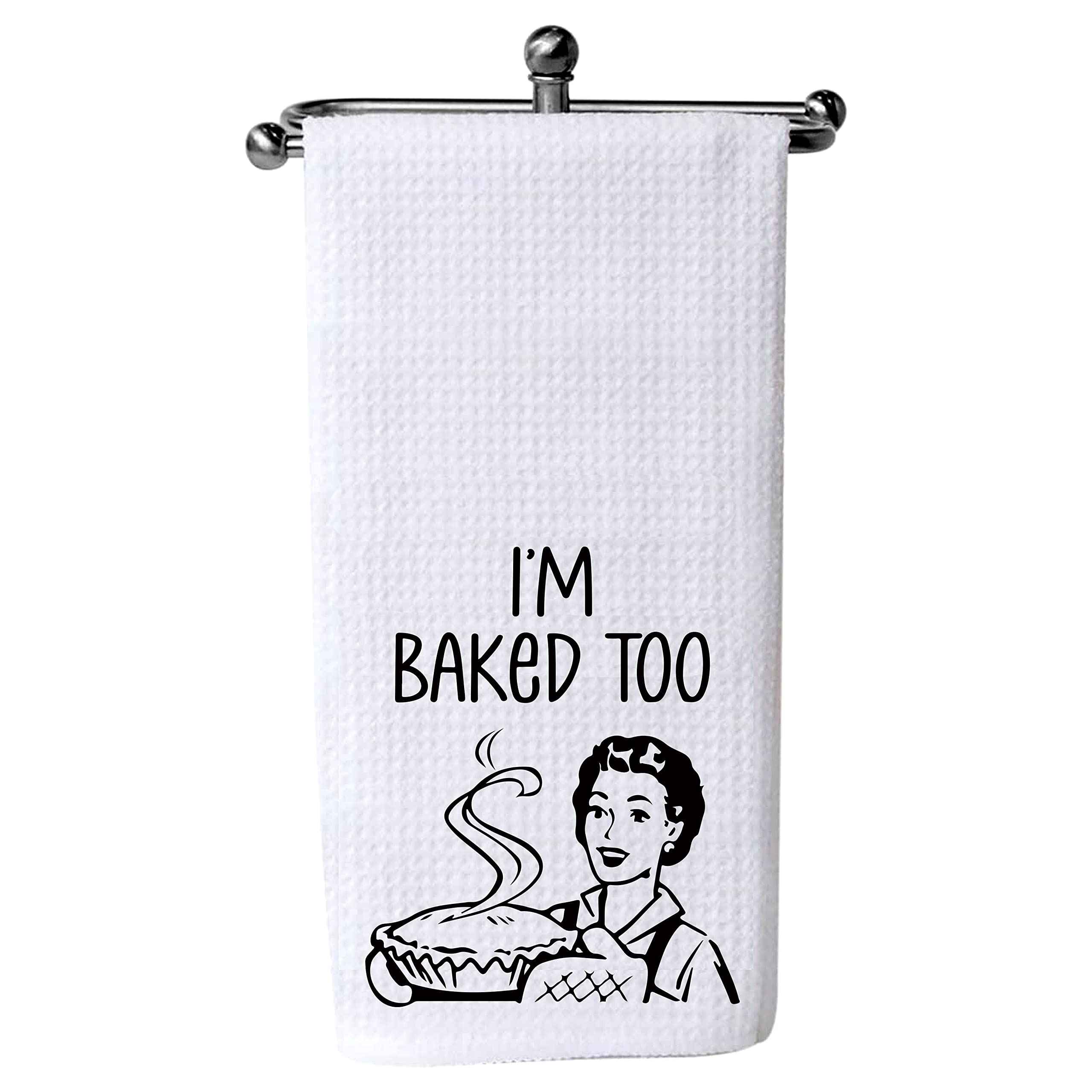 XIKAINUO I’m Baked Too - Waffle Cotton Kitchen Towels Hand Towel, Kitchen Decor Towel Flour Sack Towel Dish Towel for Women Sisters Mom Aunts Hostess Christmas New Home Kitchen Gifts