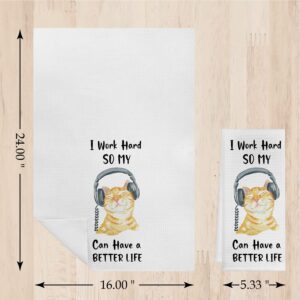 GICHUGI Cat Hand Towel Set - Cat Gifts for Cat, Set of 4 Cat Kitchen Towels 16×24, Cat Tea Towels for Kitchen Decorative, Cute Cat Dish Towels