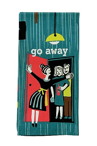 Blue Q Dish Towel, Go Away (What Your Host is Really Thinking?) Funny, Nifty 50's Vibe, 100% Cotton, Imported, Screen-Printed in Rich Vibrant Colors, 28" x 21"