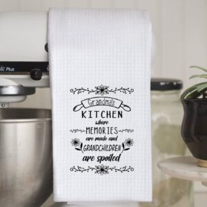 WCGXKO Grandma Gift Grandma's Kitchen Where Memories are Made and Grandchildren are Spoiled Kitchen Towel Dish Towel (Grandma's Kitchen Where)