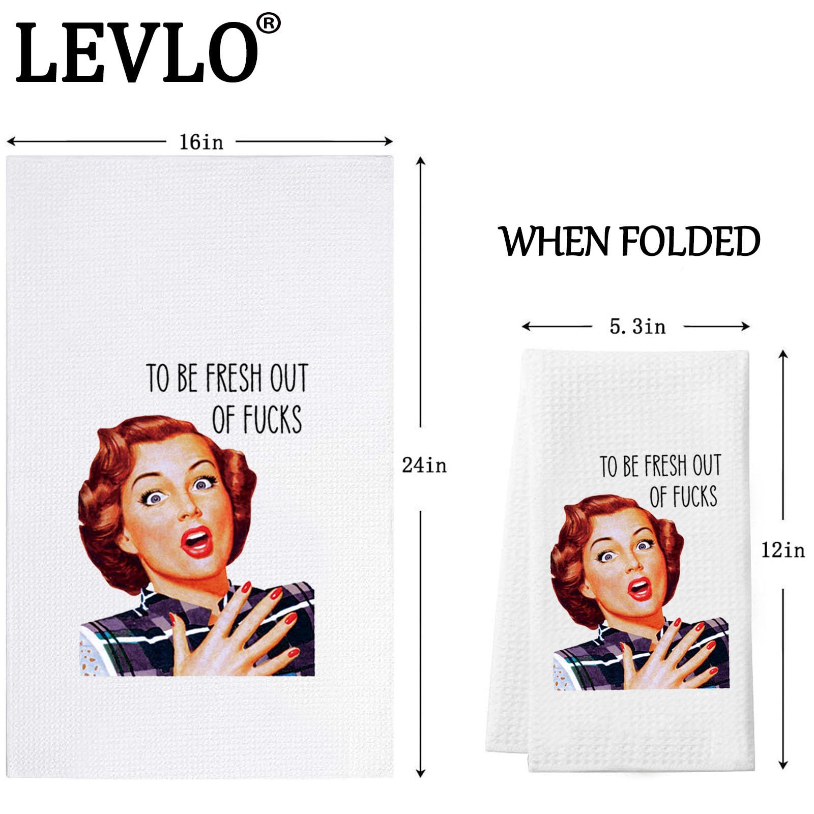 LEVLO Funny Retro Sassy Kitchen Towel Retro Housewife Gift Oh My I Seem to Be Fresh Out of Fucks Tea Towels Waffle Weave Kitchen Decor Dish Towels (Oh My I Seem)