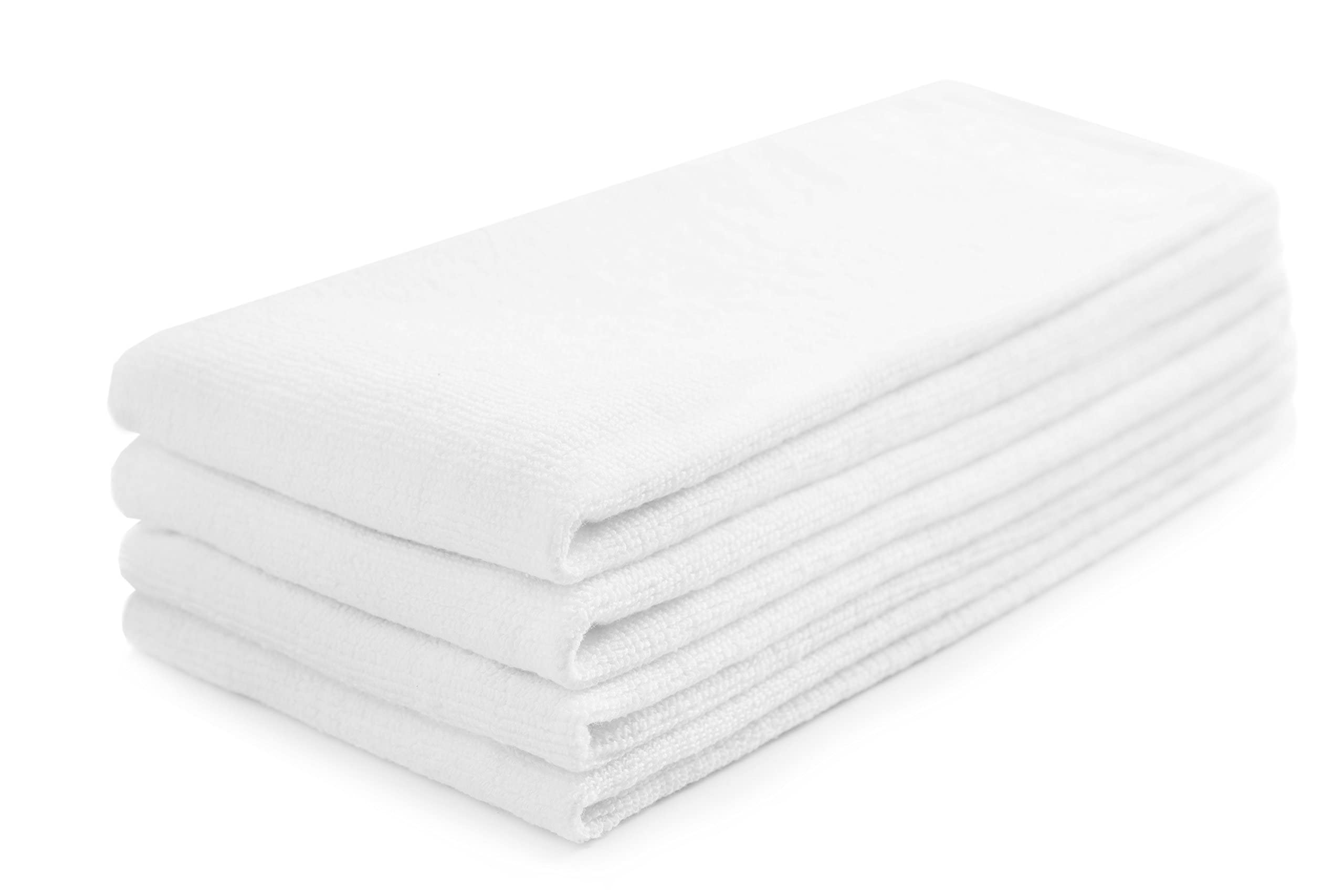 Sticky Toffee Blank Kitchen Towels Dish Towels White 100% Cotton, Set of 4, Tea Towels for Crafting Embroidery, Dual-Texture Flat Woven Side and Terry Side, Oeko-Tex Cotton, 28 in x 16 in