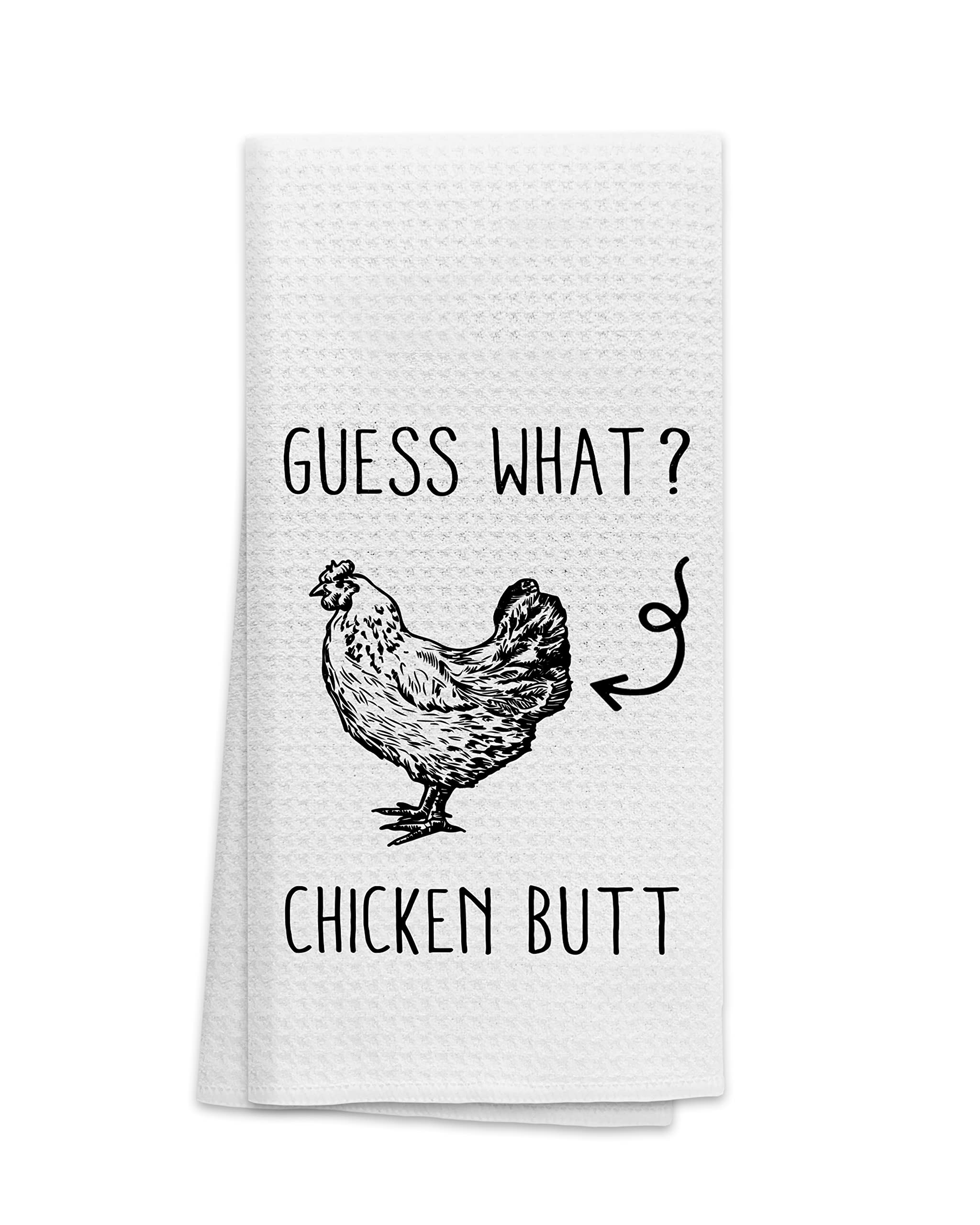 OHSUL Guess What Chicken Butt Highly Absorbent Kitchen Towels Dish Towels Dish Cloth,Funny Chicken Hand Towels Tea Towel for Bathroom Kitchen Decor,Chicken Lovers Farm Women Girls Gifts