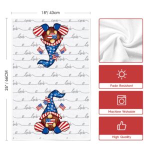 Artoid Mode Watercolor American Flag Gnome Truck 4th of July Kitchen Towels Dish Towels, 18x26 Inch Patriotic Decoration Hand Towels Set of 4