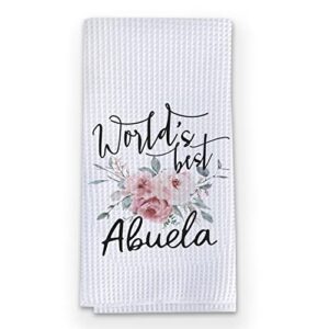 safito world’s best abuela decorative absorbent waffle dish towels for kitchen bathroom, grandmother birthday gifts, mother’s day kitchen towels hand towels tea towels16×24 inches