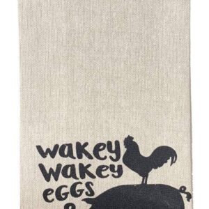 fillURbasket Farmhouse Kitchen Towels Set Farm Towels Pig Rooster Chicken Cow Towels Tan Black Dish Towels Set of 5 Cotton 16"x28"